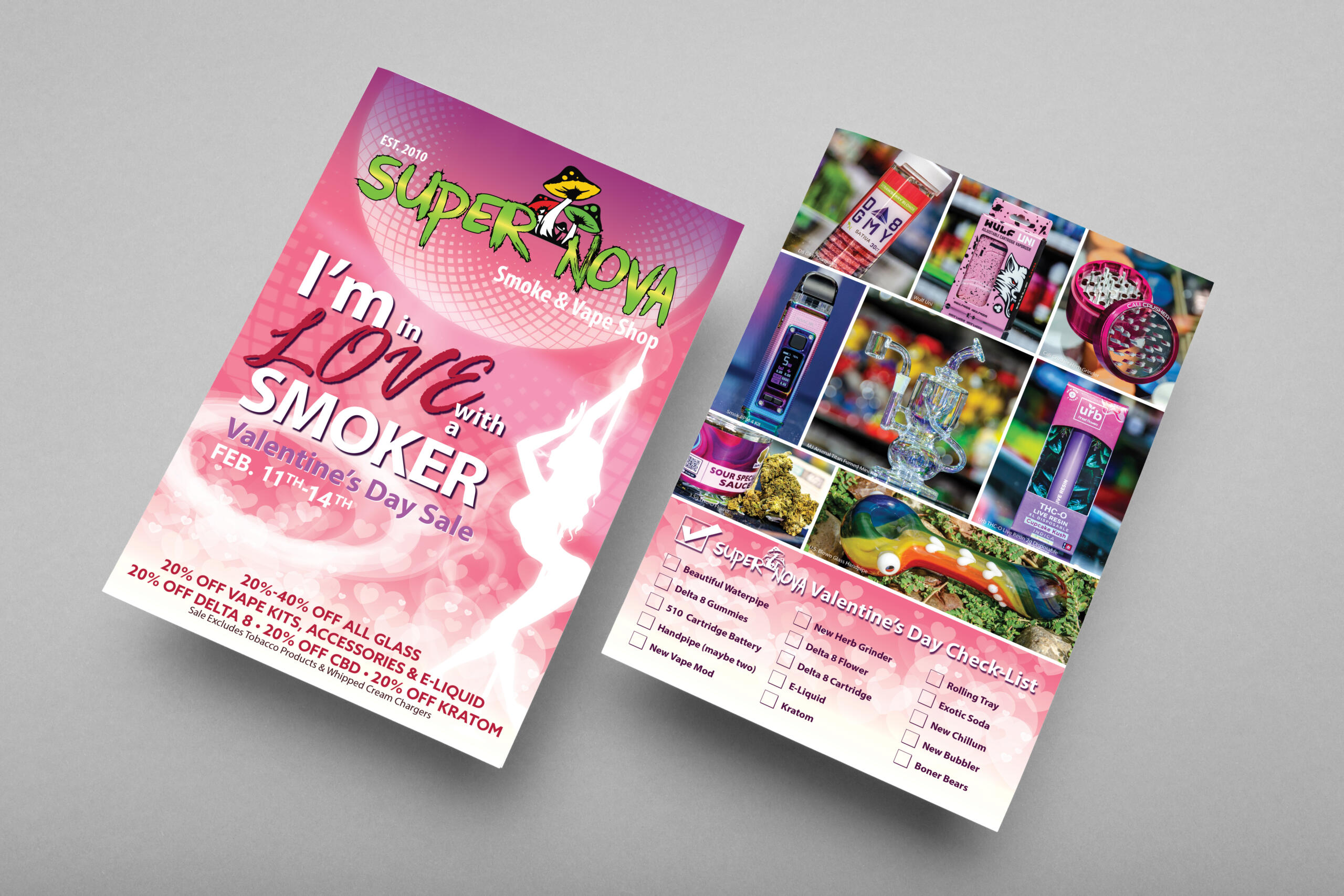 Valentine's Day Flyers for SuperNova Smoke Shop | DeltonChilds.com